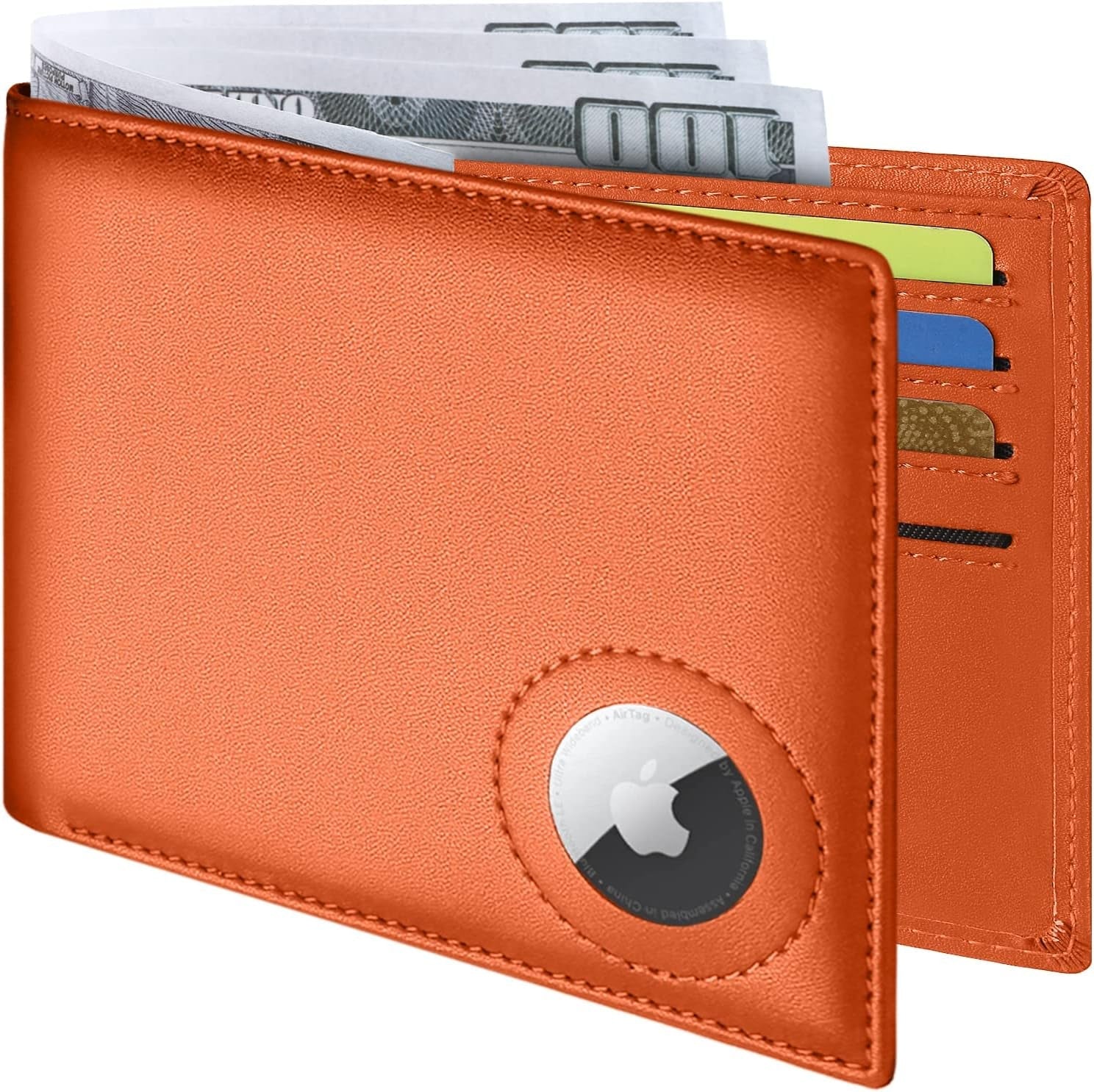 Slim Men's RFID Leather Wallet with AirTag Case - Secure & Chic – Abbycart
