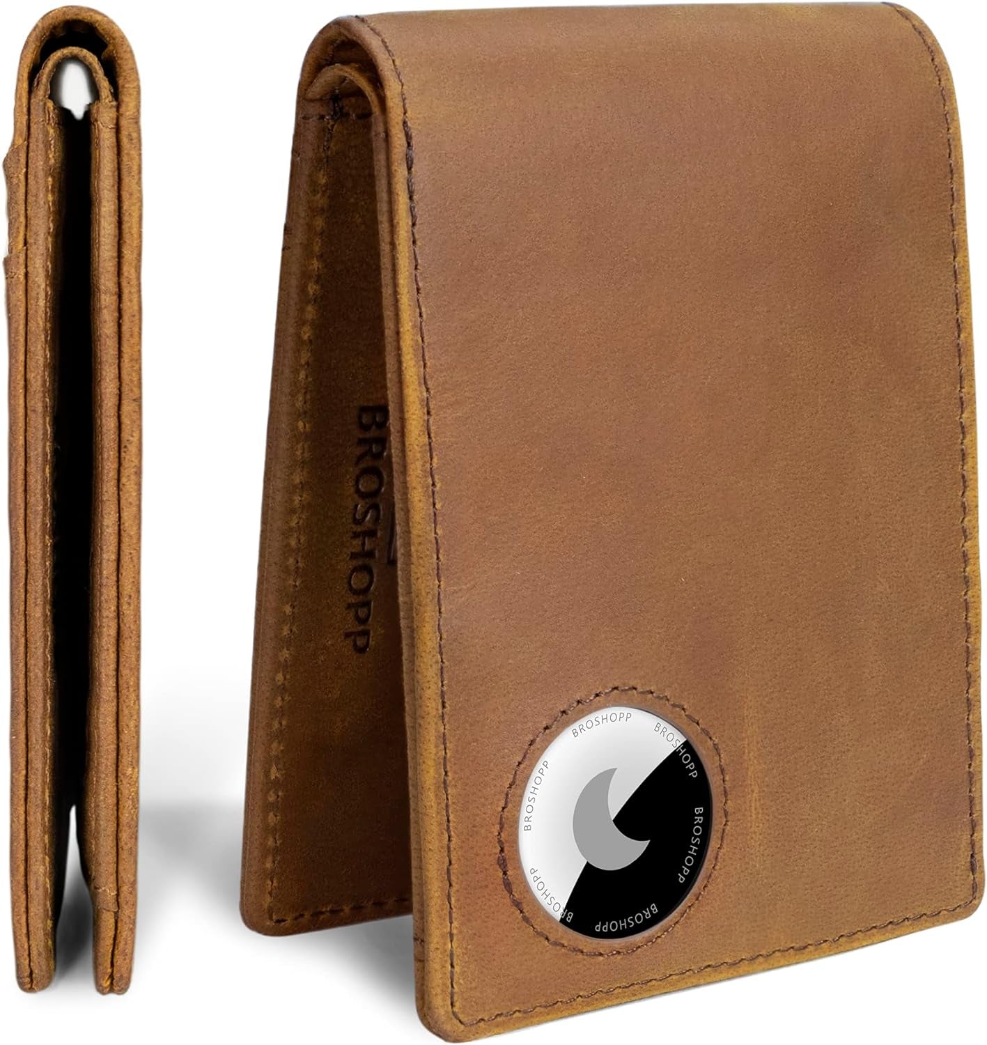 Men's Slim Bifold Leather AirTag Wallet – RFID Blocking, 9 Card Slots ...