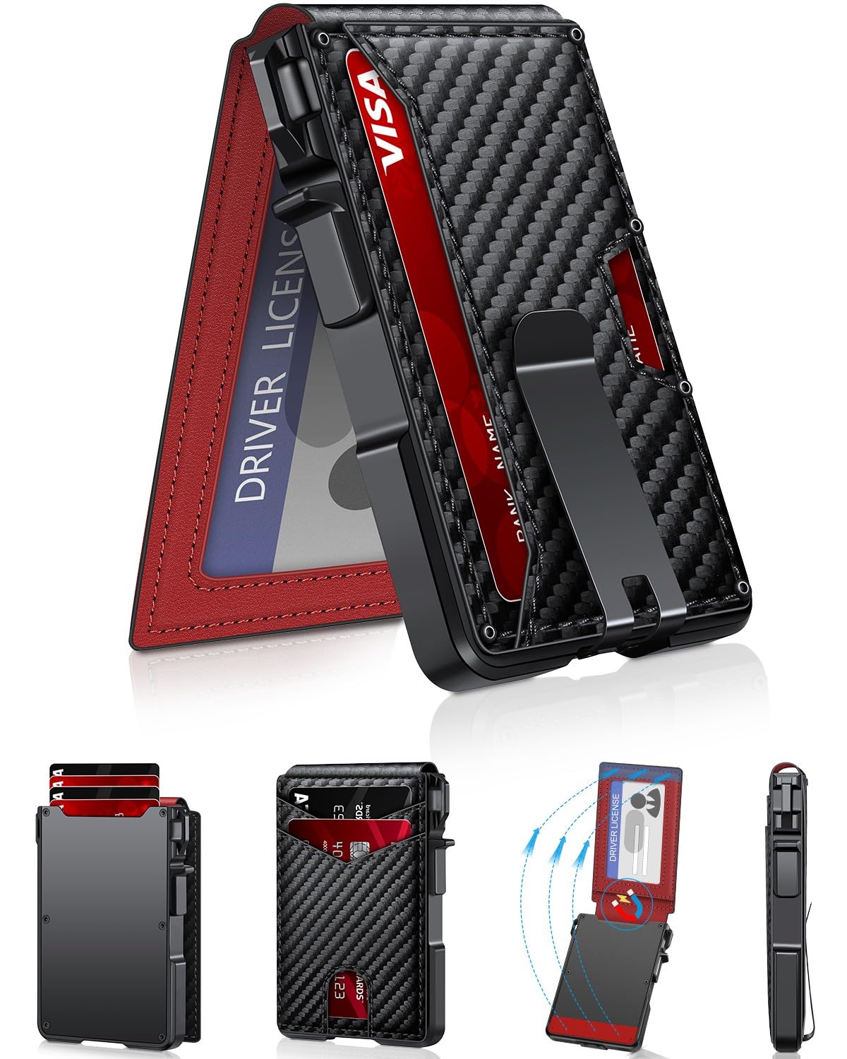 Slim Minimalist Wallet for Men with Money Clip – RFID Blocking, Pop-Up ...